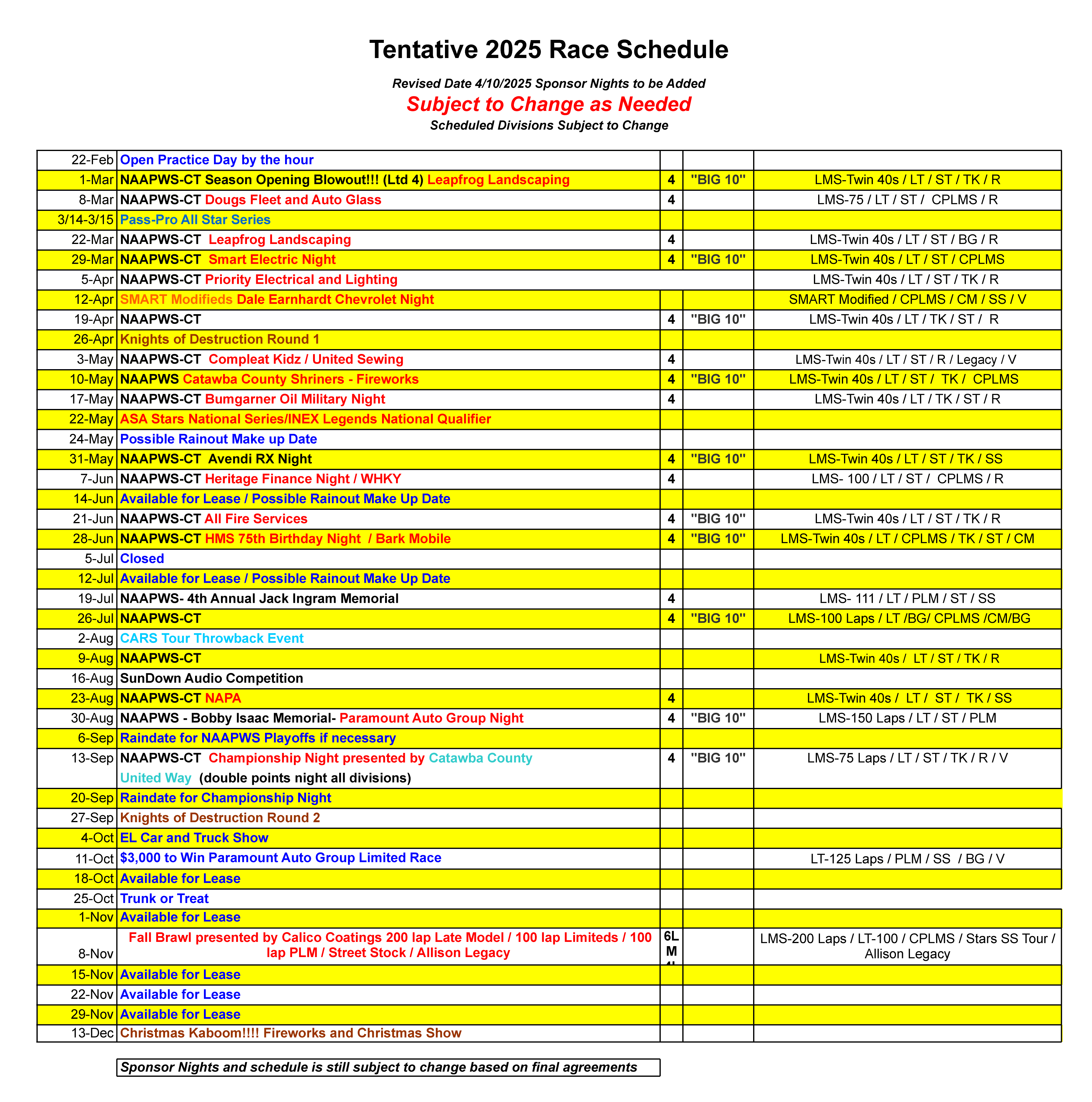2025 Official HMS Schedule -1 4-10-25